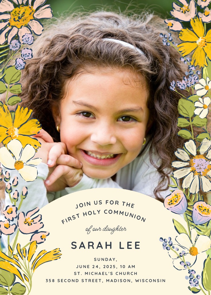 Spring Florals - First Holy Communion Invitation Template | Greetings ...