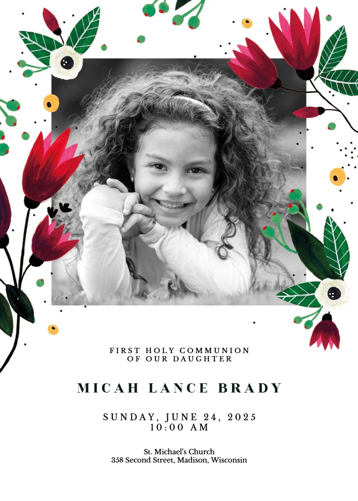 Olive leaves wreath - First Holy Communion Invitation Template ...