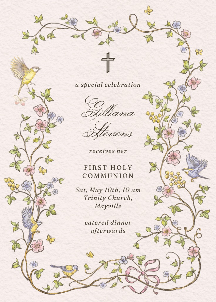 Sweet Border - First Holy Communion Invitation Template | Greetings Island