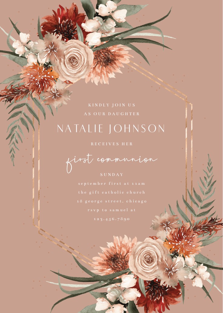 Terracotta frame - First Holy Communion Invitation Template | Greetings ...