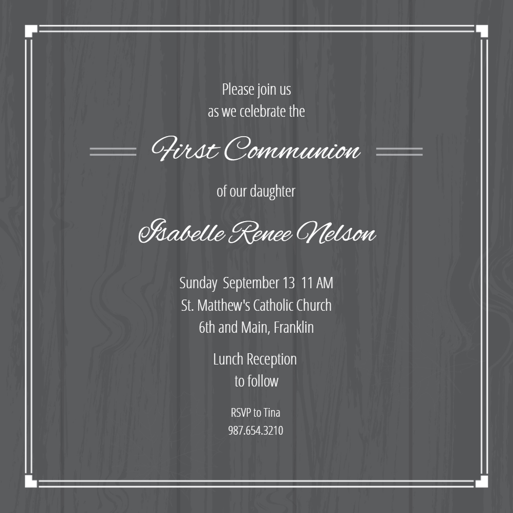 Thinline Border - First Holy Communion Invitation Template (Free ...