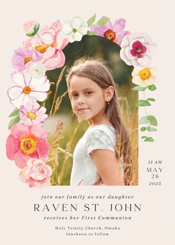 Vibrant Grace - First Holy Communion Invitation Template | Greetings Island