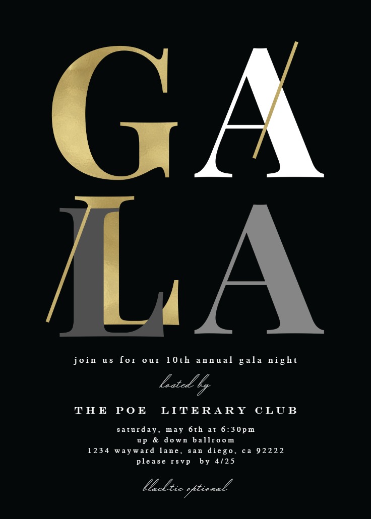 Gala Script - Gala Invitation Template (Free) | Greetings Island