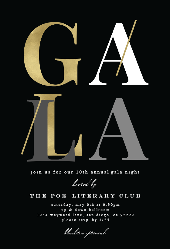 Gala Script - Gala Invitation Template (Free) | Greetings Island