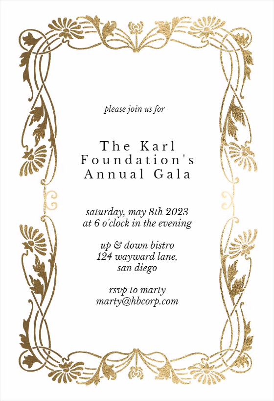 Golden Frame - Gala Invitacion | Greetings Island