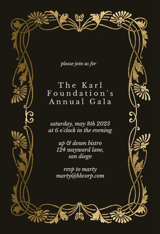 Golden Frame - Gala Invitation Template | Greetings Island