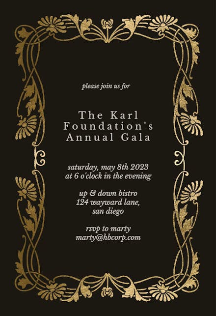 Golden Frame - Gala Invitation Template | Greetings Island