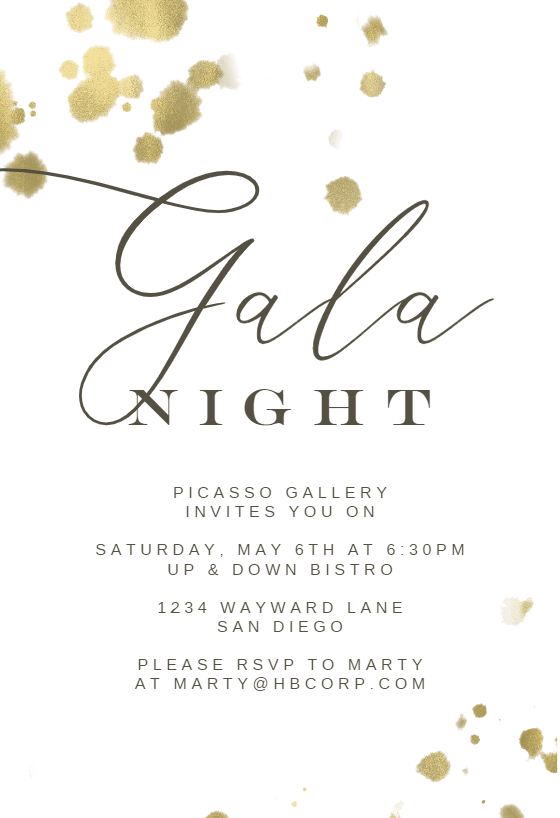 Golden fireworks - Gala Invitation Template | Greetings Island