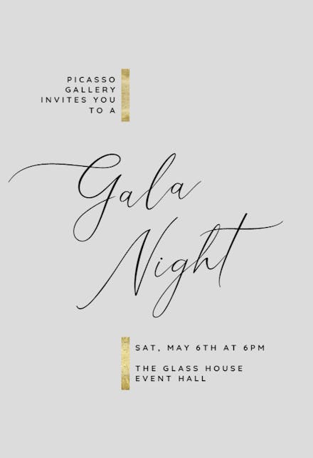 Hints Of Gold - Gala Invitation Template (Free) | Greetings Island