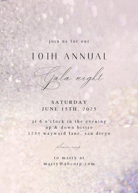 Gradient And Sparkles - Gala Invitation Template | Greetings Island