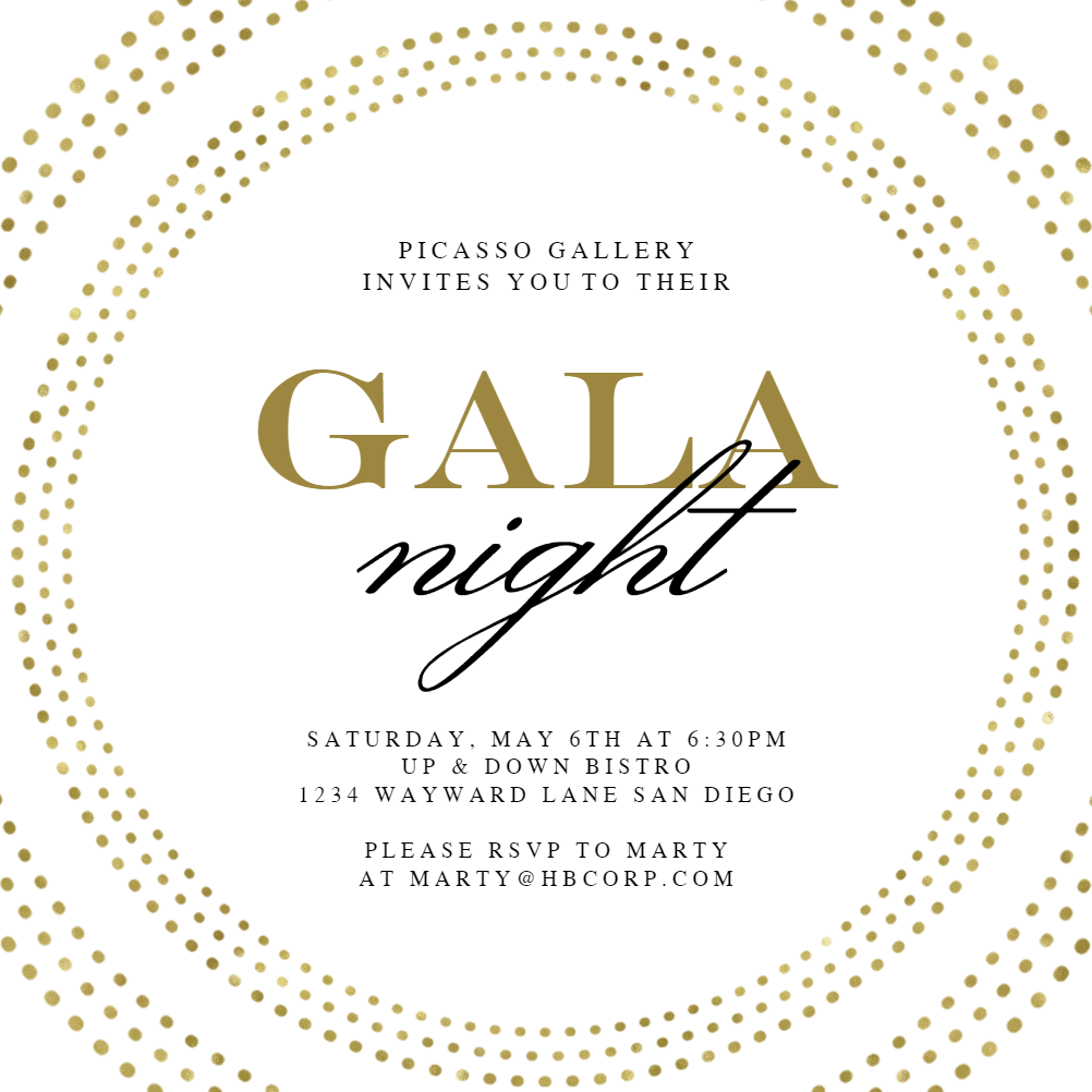 Gala Invitation Templates (Free) | Greetings Island