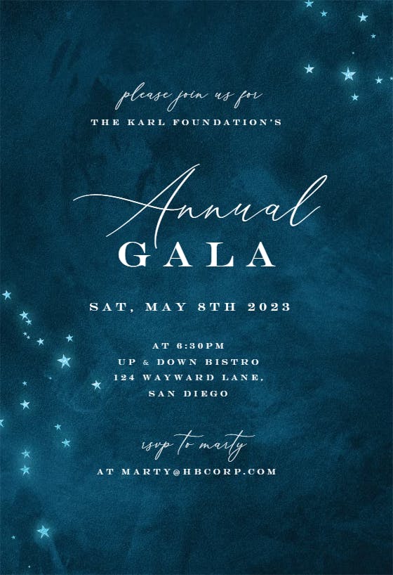 Starry Night - Gala Invitation Template (Free) | Greetings Island