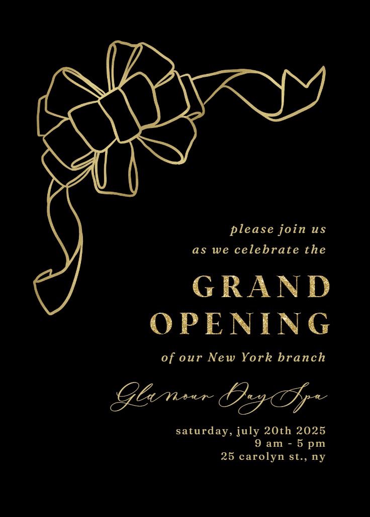 Big Bow - Grand Opening Invitation Template (Free) | Greetings Island