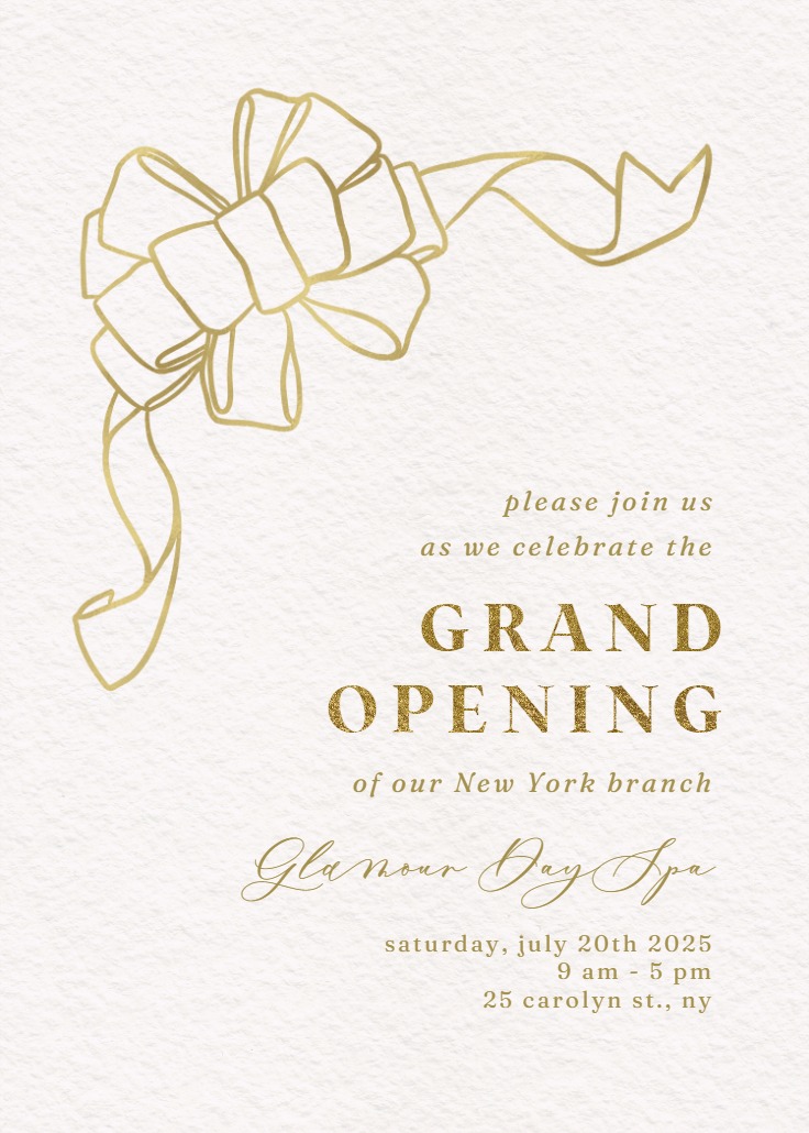 Big Bow - Grand Opening Invitation Template (Free) | Greetings Island