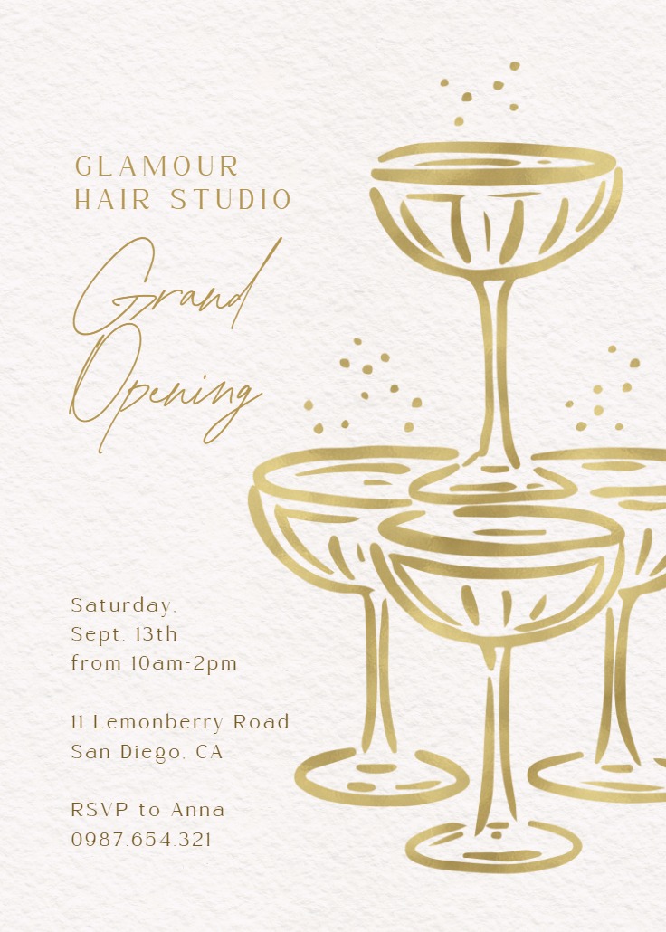 Fancy Drinks - Grand Opening Invitation Template (Free) | Greetings Island