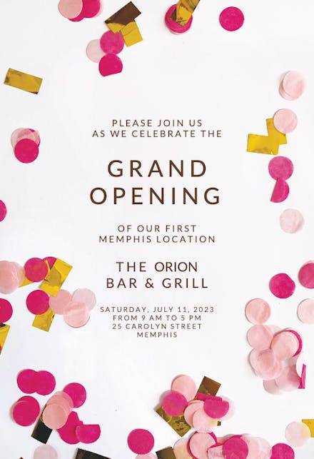 Party Confetti - Grand Opening Invitation Template | Greetings Island