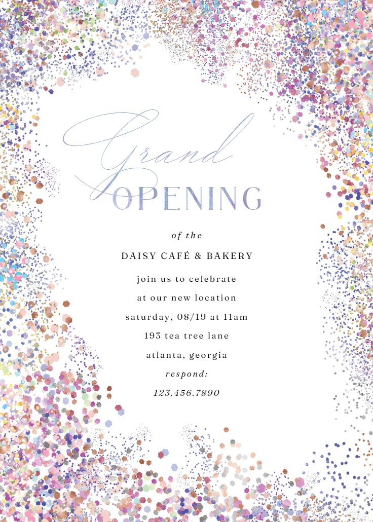 Rainbow confetti frame - Grand Opening Invitation Template (Free ...