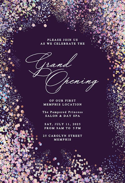 Rainbow Confetti Frame - Grand Opening Invitation Template (Free ...