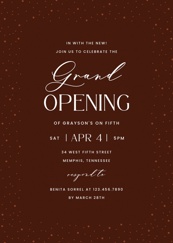 Red dotted Frame - Grand Opening Invitation Template (Free) | Greetings ...
