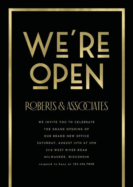 Were open - Grand Opening Invitation Template (Free) | Greetings Island