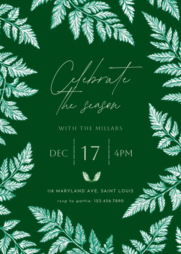 Botanic Border - Christmas Invitation Template (Free) | Greetings Island