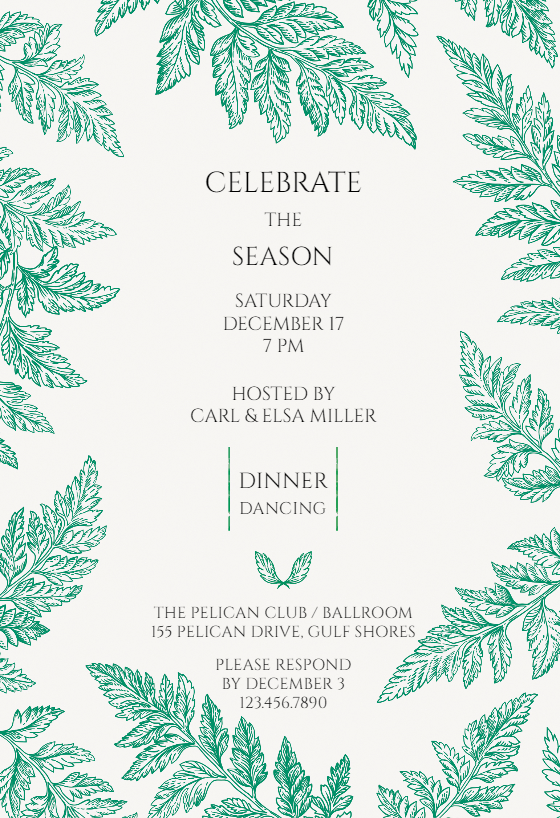 Botanic Border - Christmas Invitation Template (Free) | Greetings Island