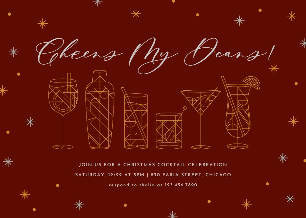 Cheer Dears - Cocktail Party Invitation Template (Free) | Greetings Island