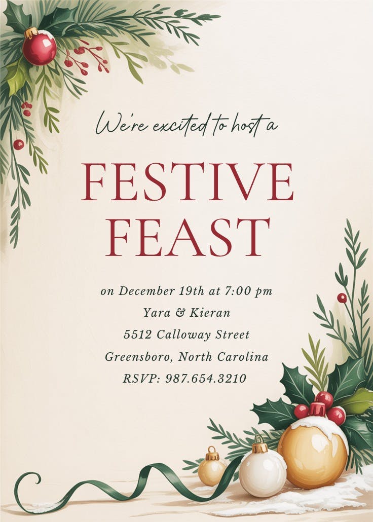 December Joy - Christmas Invitation Template | Greetings Island