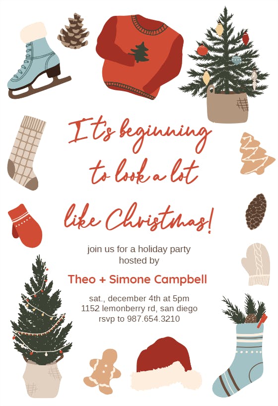 Doodle Christmas - Christmas Invitation Template | Greetings Island