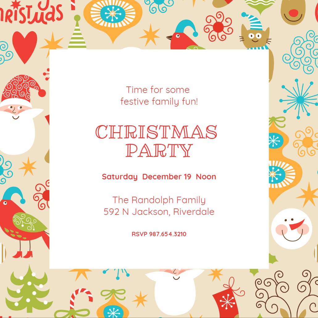 Pennants And Polka Dots - Christmas Invitation Template (Free ...