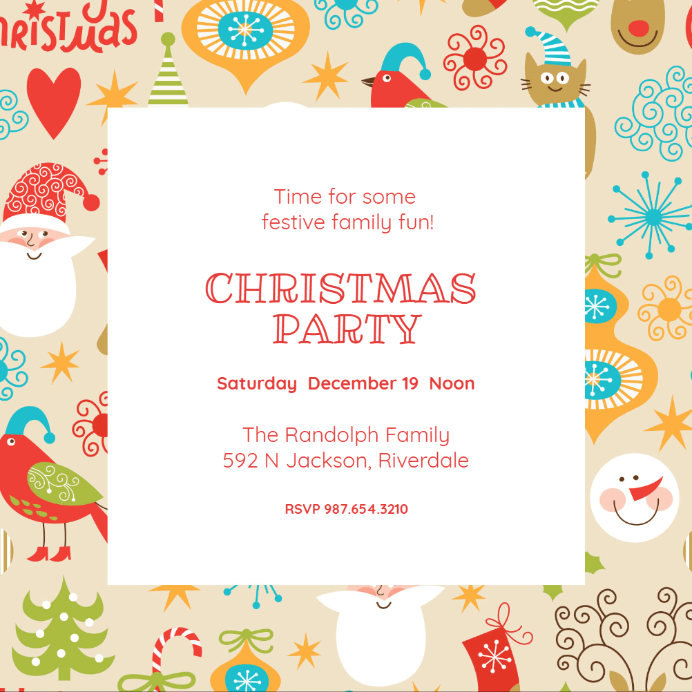Festive Frame - Christmas Invitation Template (Free) | Greetings Island
