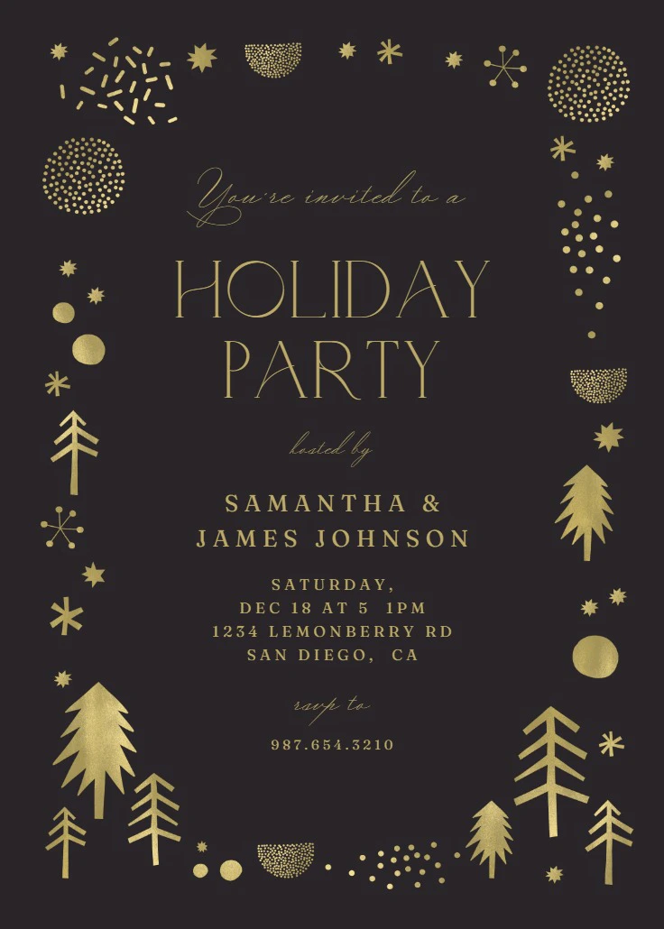 Gold frame elements - Christmas Invitation Template | Greetings Island