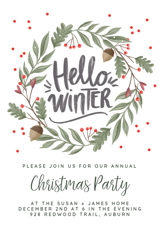 Hello Winter - Christmas Invitation Template | Greetings Island