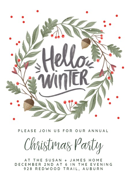Hello Winter - Christmas Invitation Template | Greetings Island