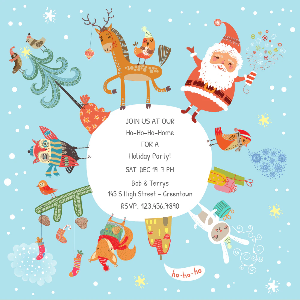 Ho Ho Ho Holiday - Christmas Invitation Template (Free) | Greetings Island