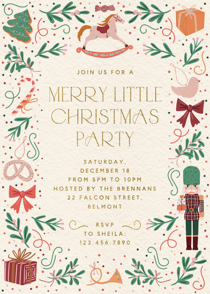 Joyful Hearts - Christmas Invitation Template | Greetings Island