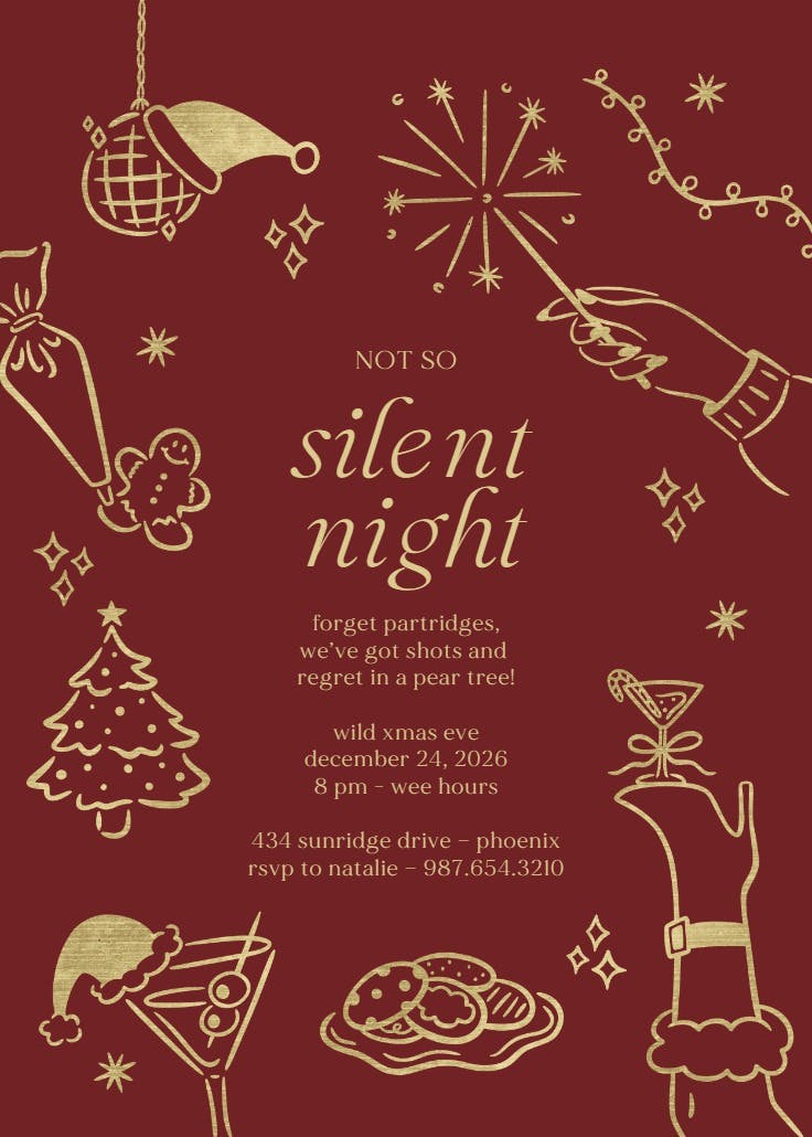 Not So Silent - Holidays Invitation Template (Free) | Greetings Island
