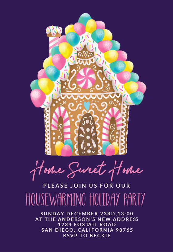 Pastel candy house - Christmas Invitation Template | Greetings Island