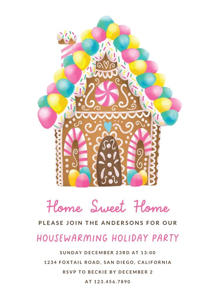 Pastel candy house - Christmas Invitation Template | Greetings Island