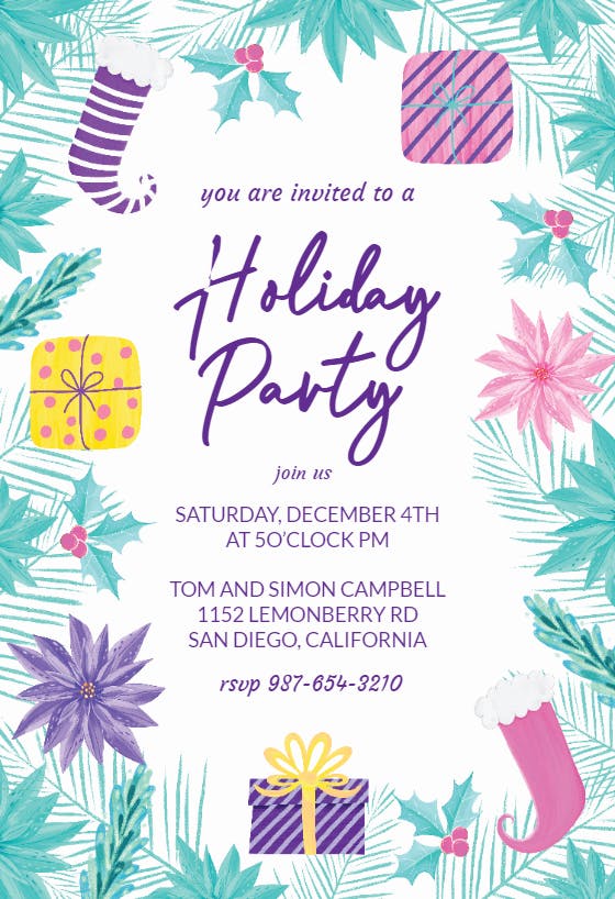 Pastel Christmas - Party Invitation Template | Greetings Island