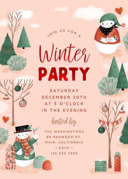 Snowman Ready For Party - Christmas Invitation Template | Greetings Island