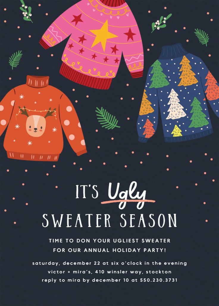 Sweater Weather - Christmas Invitation Template (Free) | Greetings Island