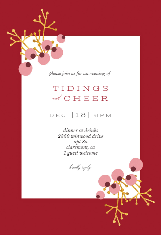 Tidings And Cheer - Christmas Invitation Template (Free) | Greetings Island