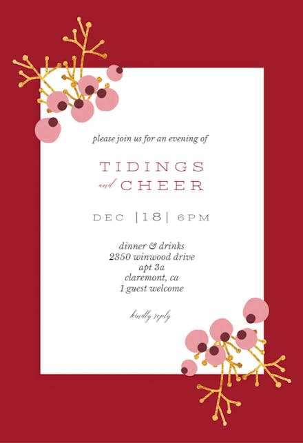 Tidings And Cheer - Christmas Invitation Template (Free) | Greetings Island