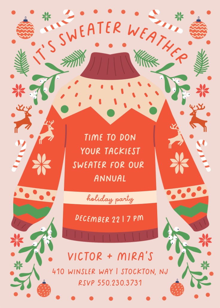 Time for Sweater - Christmas Invitation Template (Free) | Greetings Island
