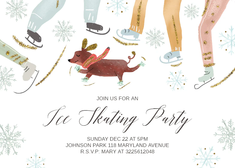 White Ice Skating - Christmas Invitation Template (Free) | Greetings Island
