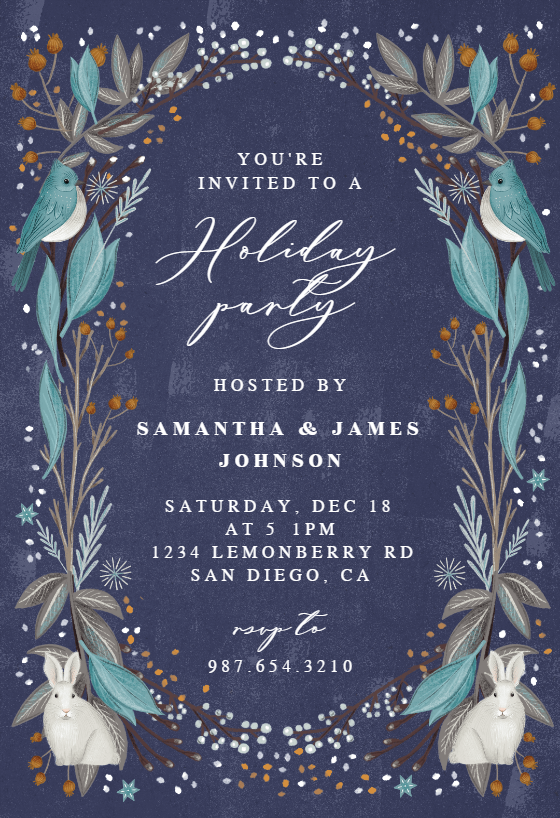 Botanic Border - Christmas Invitation Template (Free) | Greetings Island
