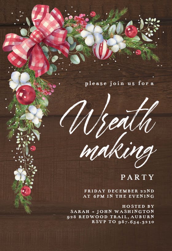 Wreath making - Christmas Invitation Template | Greetings Island