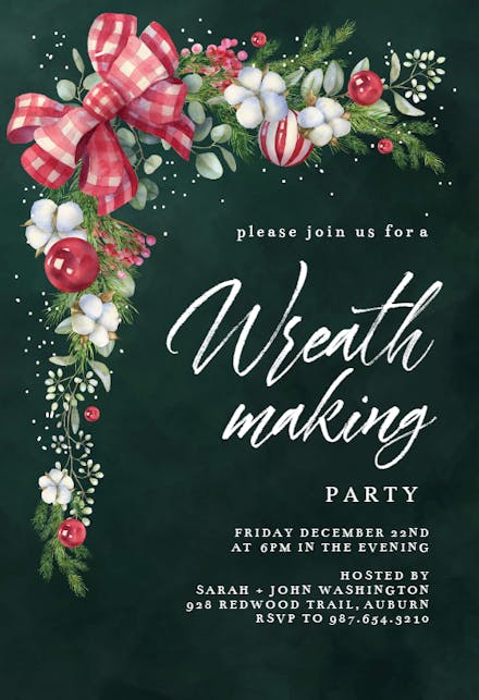Wreath Making - Christmas Invitation Template | Greetings Island