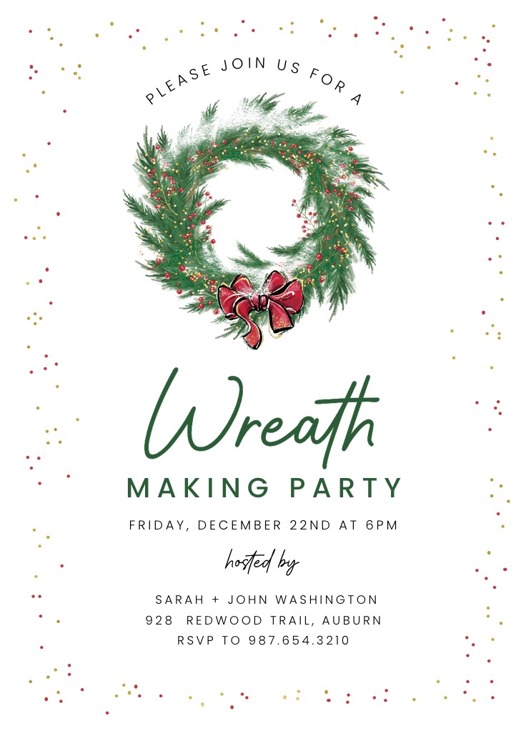 Wreath Party - Christmas Invitation Template | Greetings Island